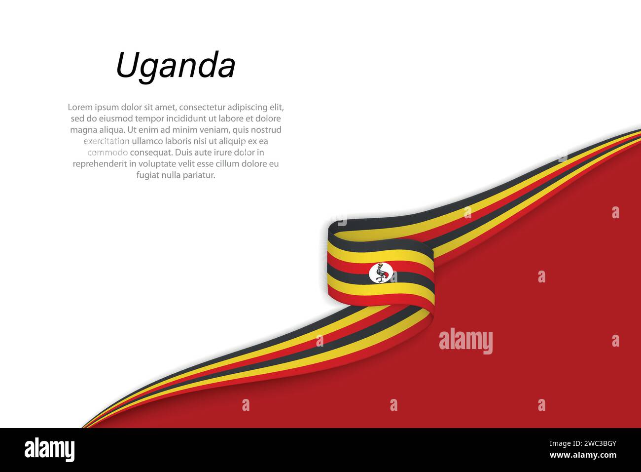 Wave flag of Uganda with copyspace background. Banner or ribbon vector ...