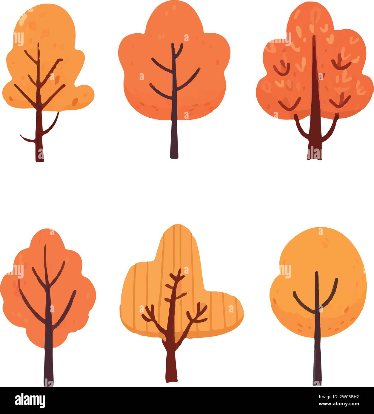 Fantastic lovely cartoon autumn trees vector art Stock Vector Image ...