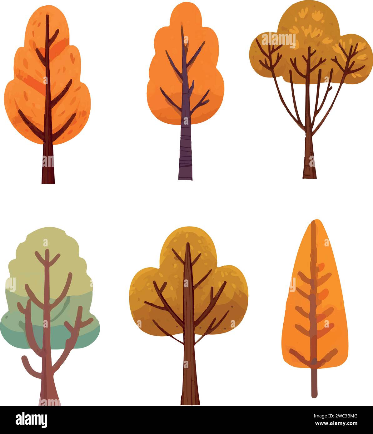 Great lovely cartoon autumn trees vector art Stock Vector Image & Art ...
