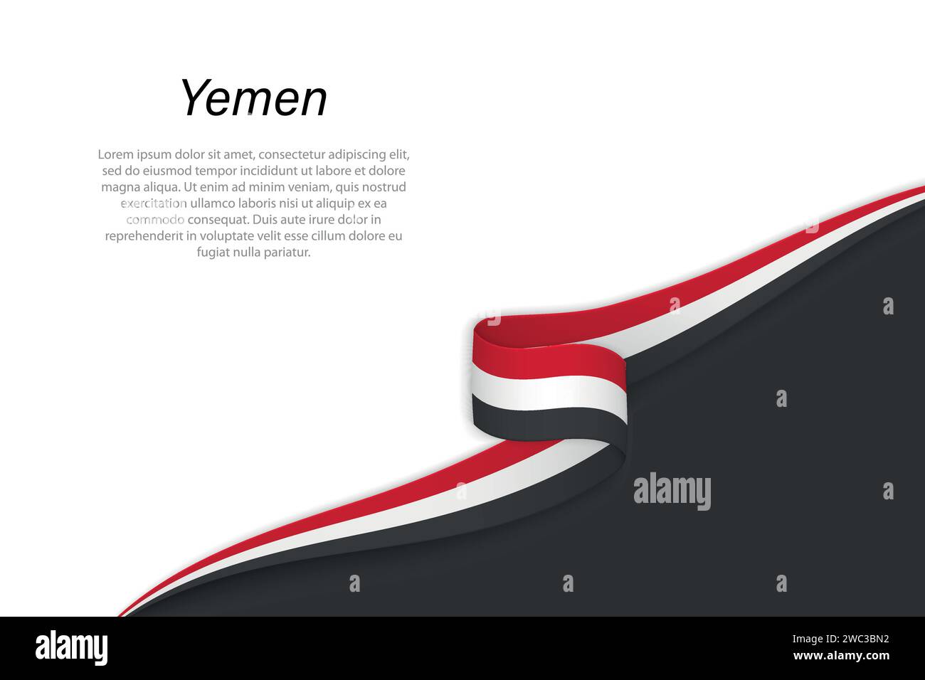 Wave flag of Yemen with copyspace background. Banner or ribbon vector ...