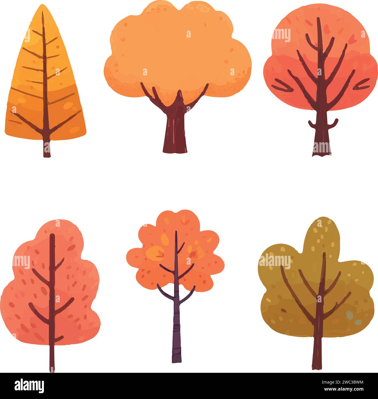 Pretty lovely cartoon autumn trees vector art Stock Vector Image & Art ...