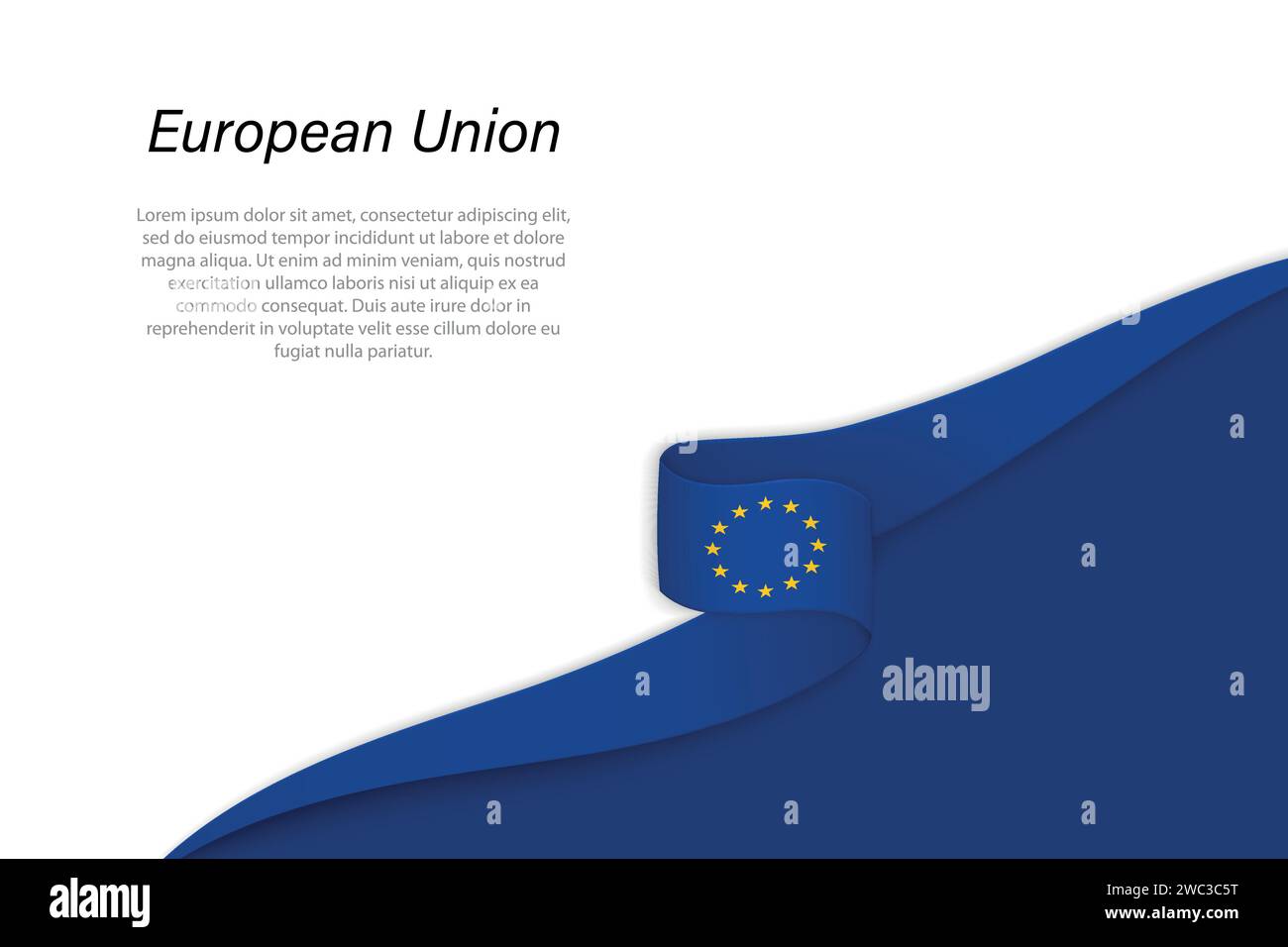 Wave flag of European Union with copyspace background. Banner or ribbon ...