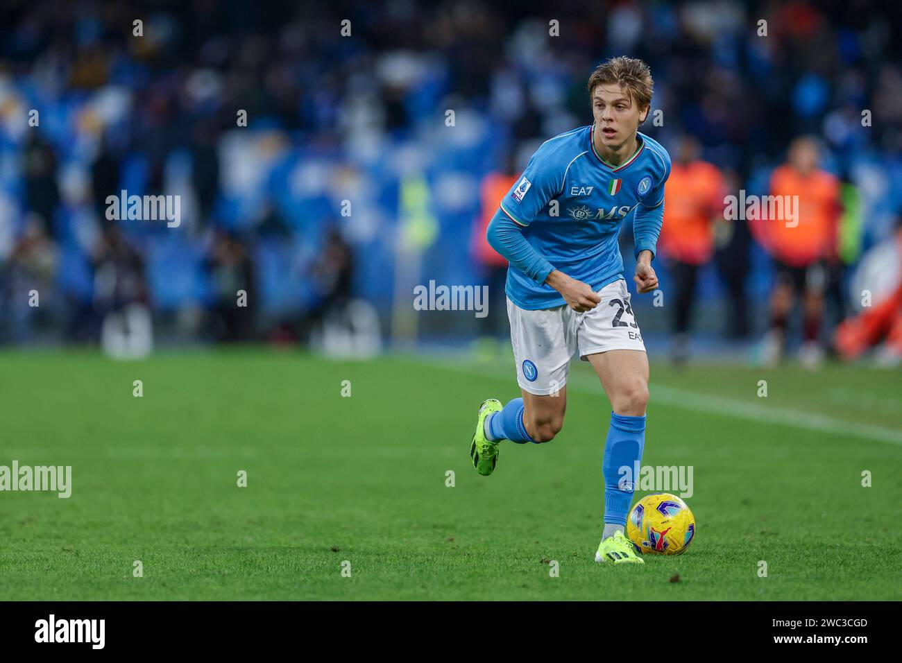 SSC Napoli’s Italian forward Alessio Zerbin controls the ball during ...