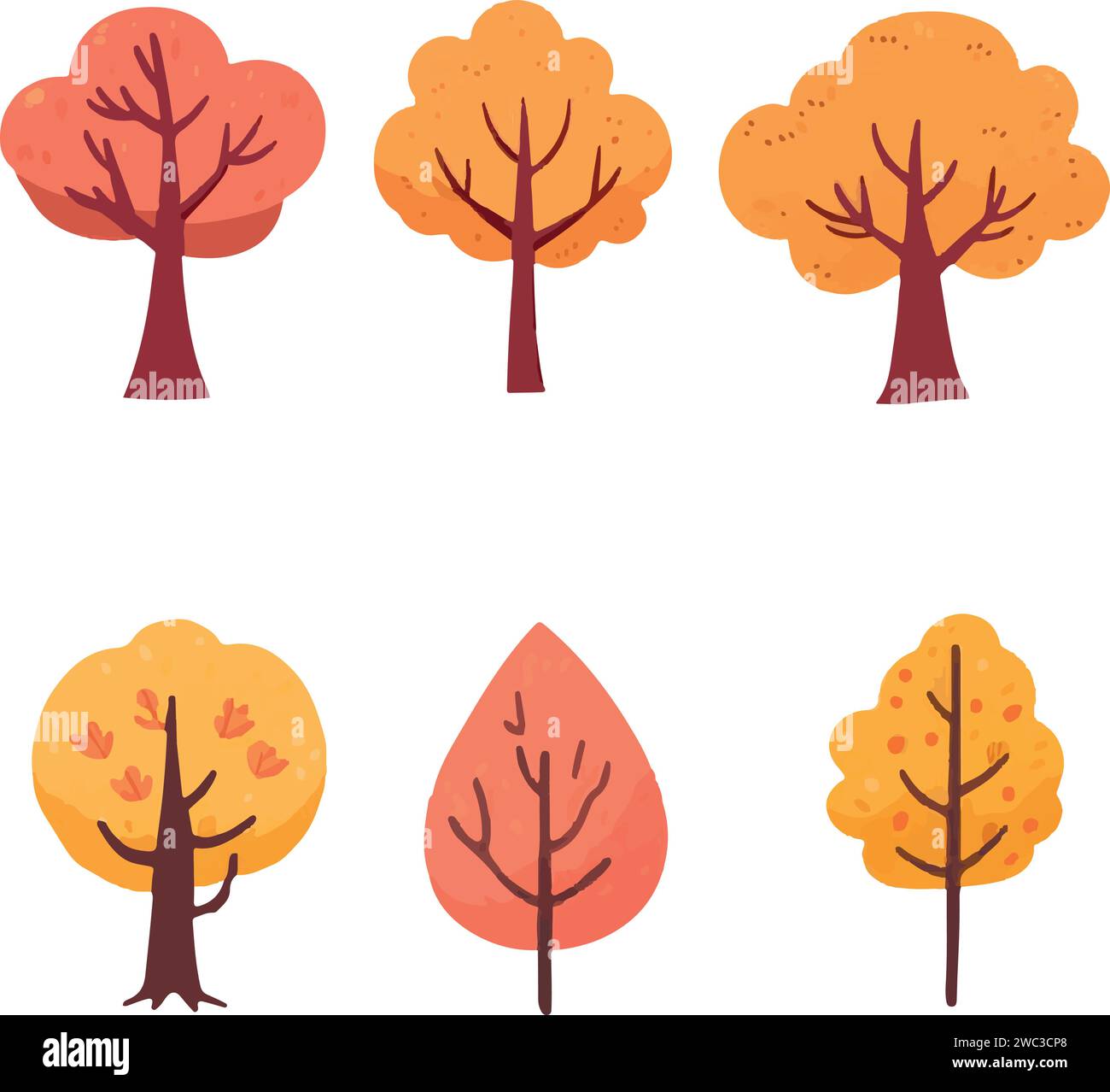 Great and lovely cartoon autumn trees art vector set Stock Vector Image ...