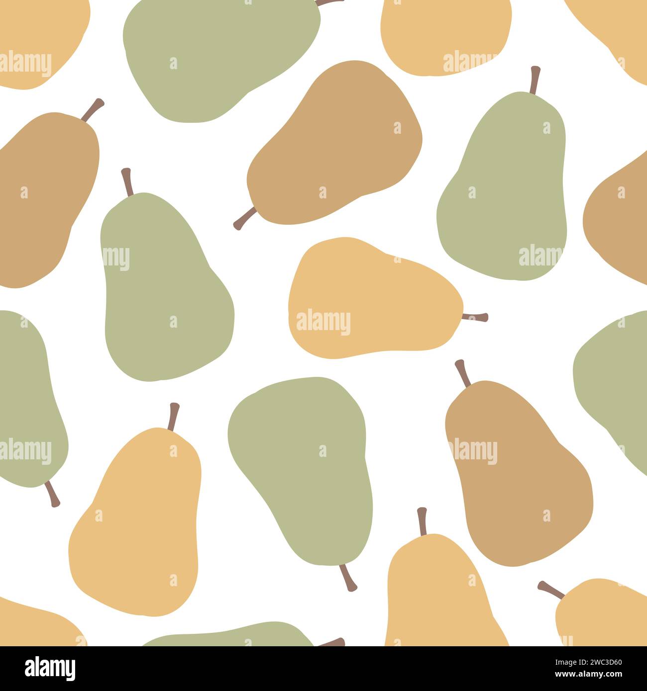 Seamless pattern with pears. Fruit pattern on white background. Vector ...