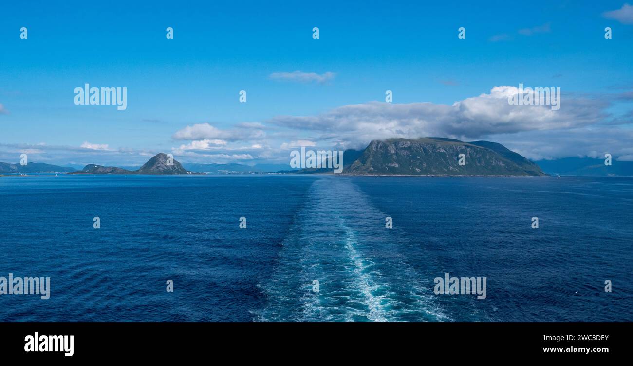 Early evening view from a ship moving away from Sukkertoppen (the small ...