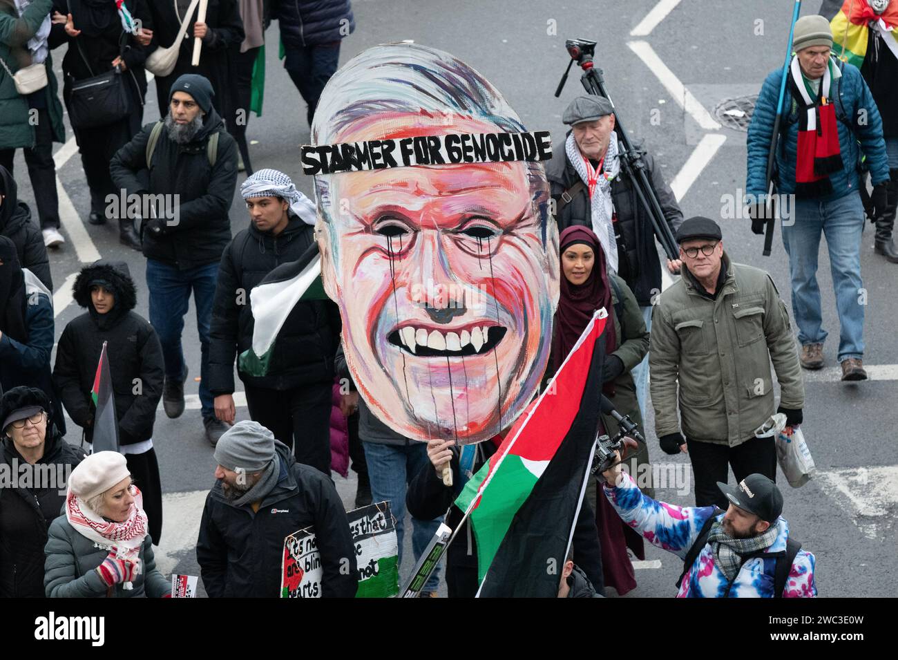 London, UK. 13 January, 2024. Palestine supporters from a coalition of ...