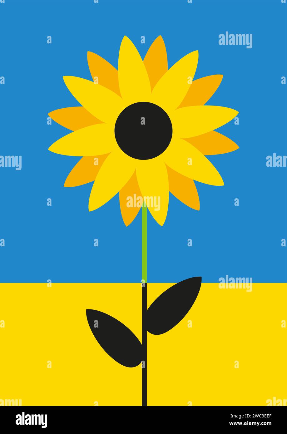 Poster in Ukrainian colors with sunflower. Poster graphic design Stock ...