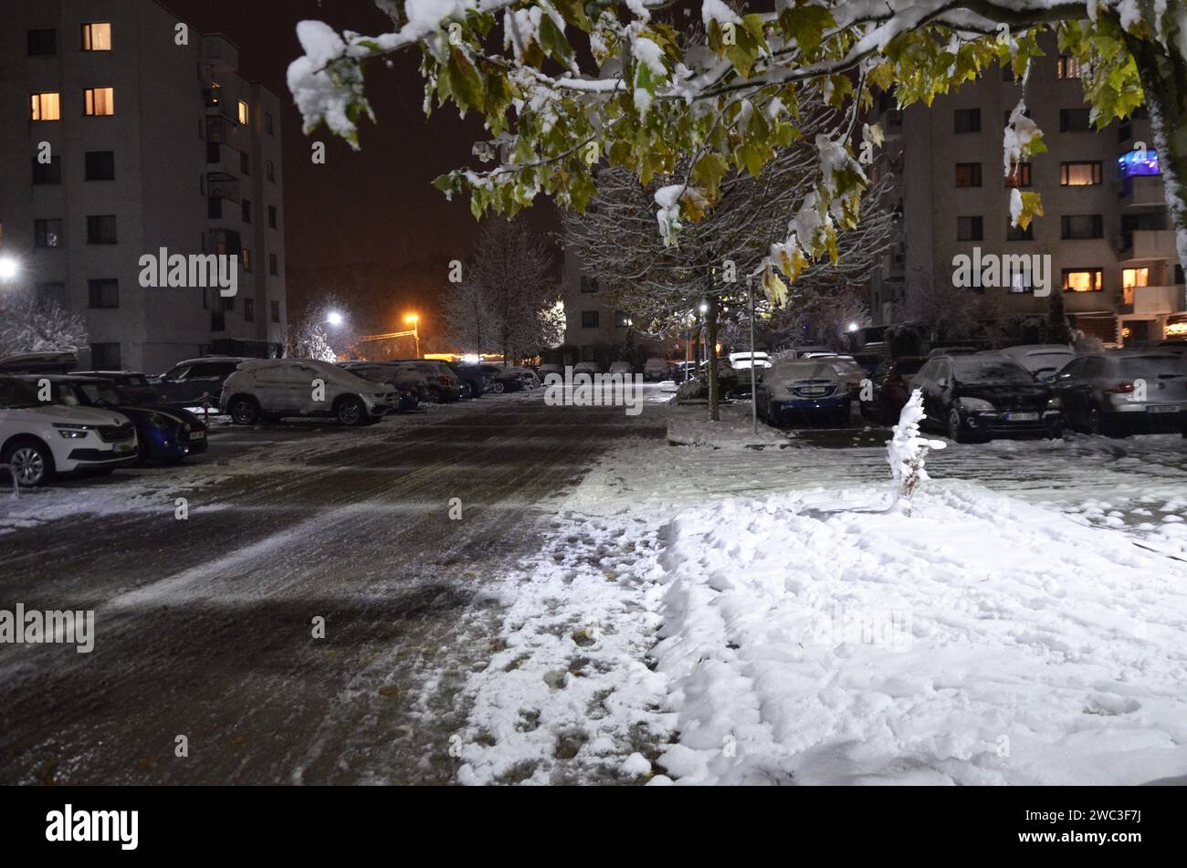 the first snow a week before Christmas is a joy to behold Stock Photo ...