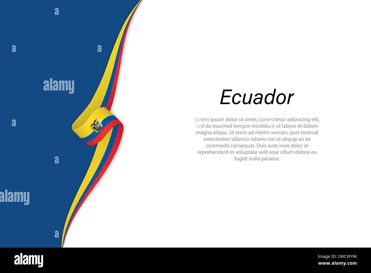 Wave flag of Ecuador with copyspace background. Banner or ribbon vector ...