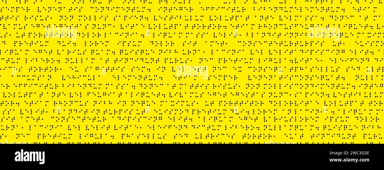 Black braille graphic seamless vector pattern on yellow. International ...