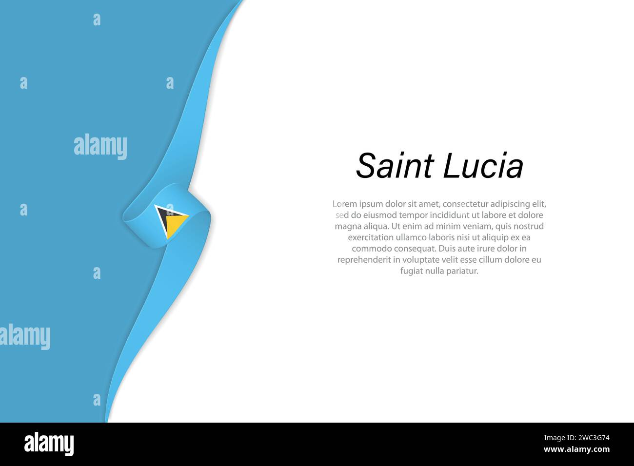 Wave flag of Saint Lucia with copyspace background. Banner or ribbon ...
