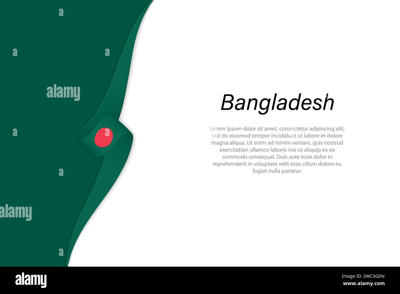 Wave flag of Bangladesh with copyspace background. Banner or ribbon ...