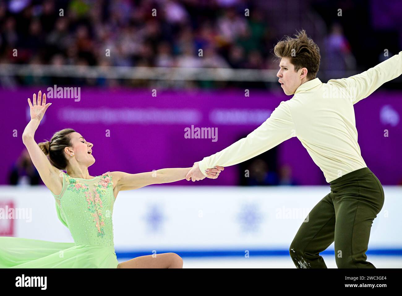 Carolane SOUCISSE & Shane FIRUS (IRL), during Ice Dance Free Dance, at the ISU European Figure ...