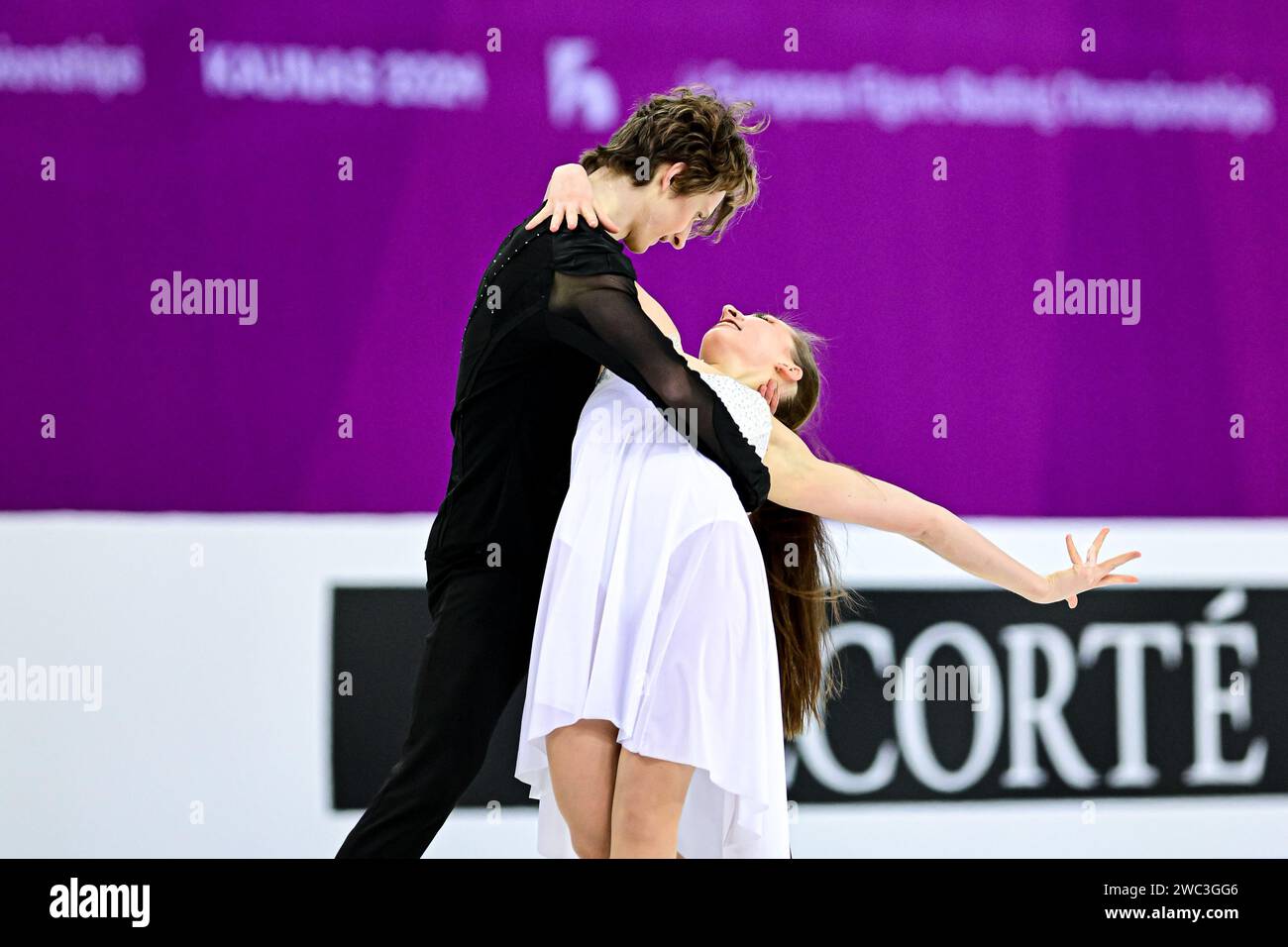 Mariia HOLUBTSOVA & Kyryl BIELOBROV (UKR), during Ice Dance Free Dance, at the ISU European ...