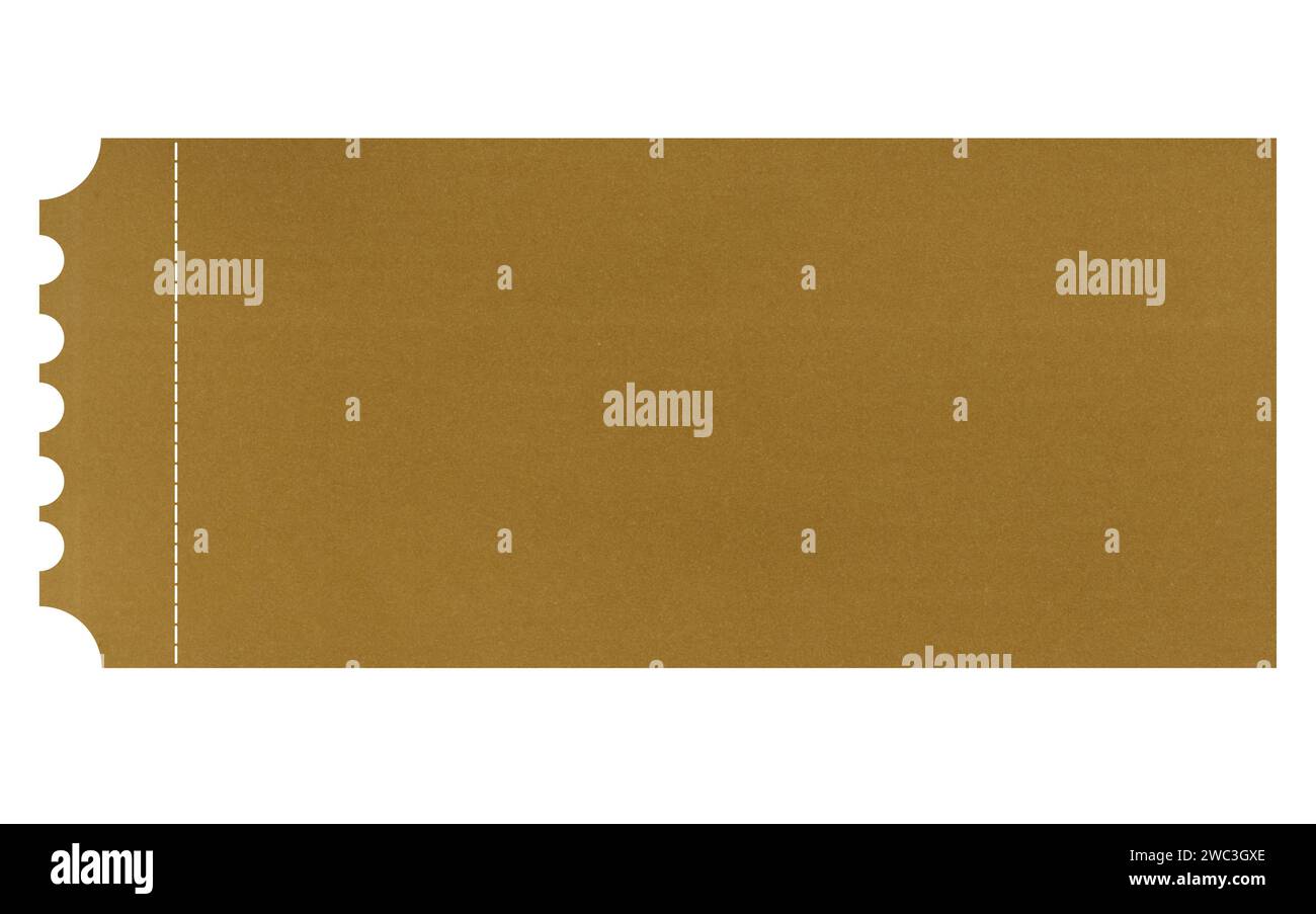 Brown cardboard ticket with tear-off edges on isolated background Stock ...