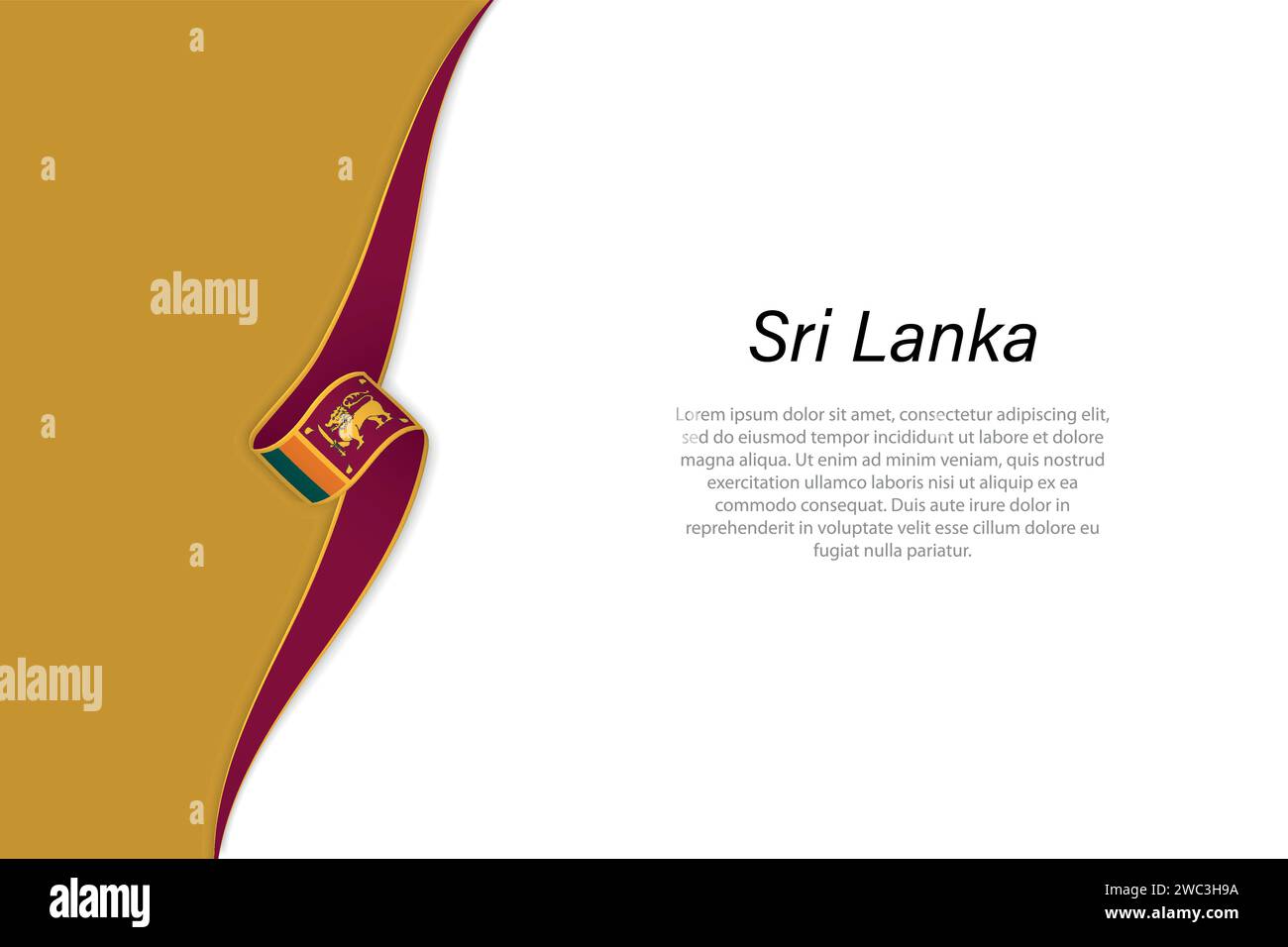 Wave flag of Sri Lanka with copyspace background. Banner or ribbon ...