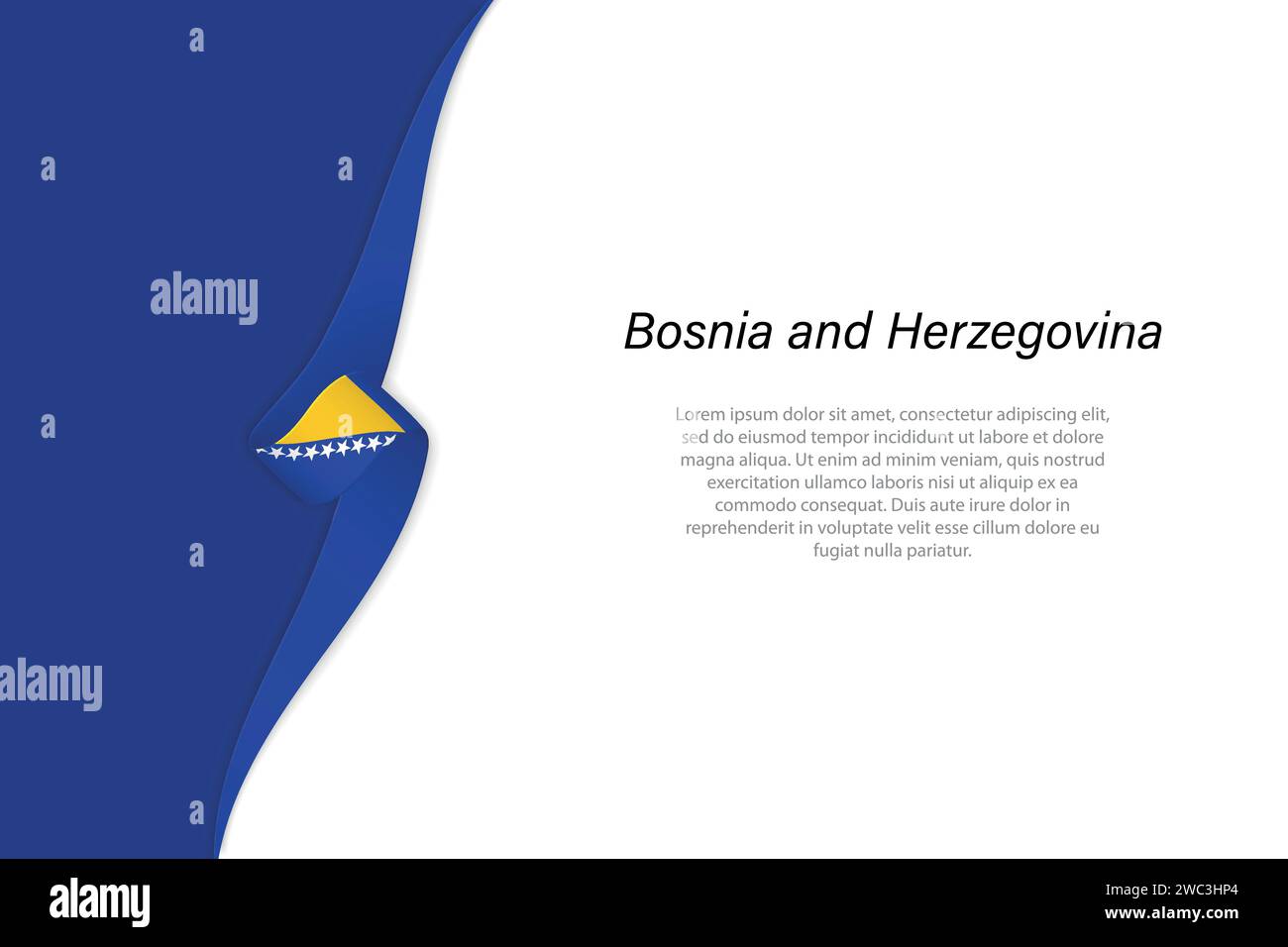 Wave flag of Bosnia and Herzegovina with copyspace background. Banner ...