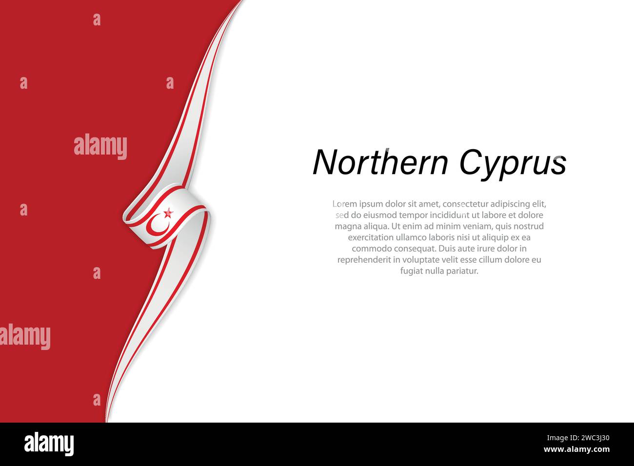 Wave flag of Northern Cyprus with copyspace background. Banner or ...