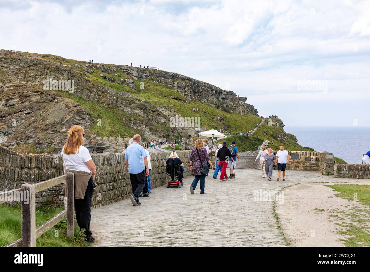 Tintagel Castle ruins of King Arthur, north cornwall coast and visitors ...