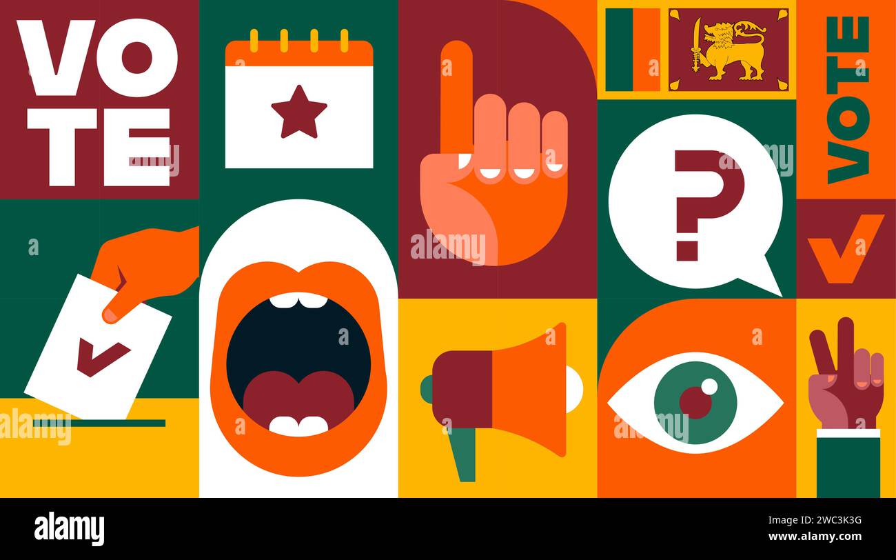 Sri Lanka Vote, election concept design. Modern geometric style. Poster ... Sri Lanka Vote, election concept design. Modern geometric style. Poster ...