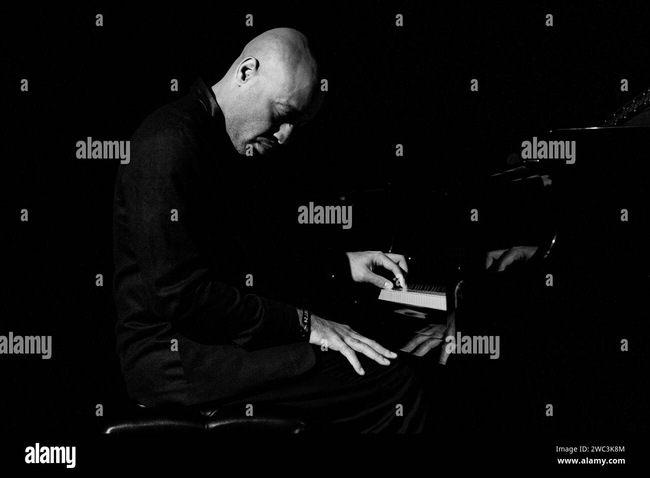 Aaron Diehl performs with Tyshawn Sorey Piano Trio at Le Poisson Rouge during Winter JazzFest ...