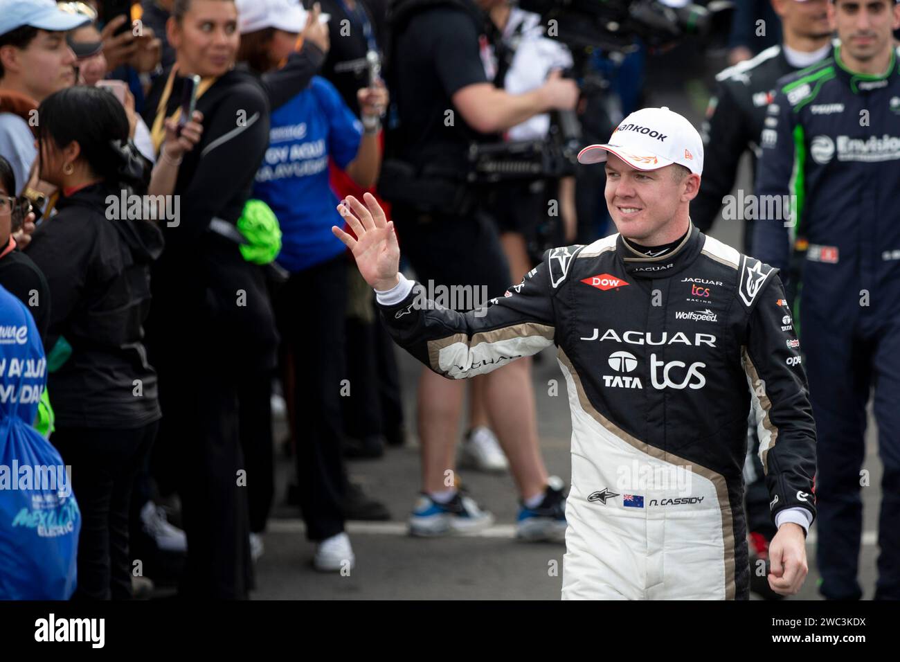 Nick Cassidy, Jaguar TCS Racing, 3rd position, at the podium ceremony ...