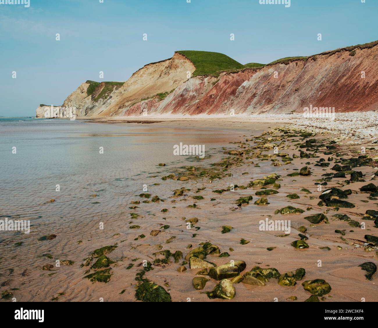 Red sandstone cliffs, Magdalen Islands, Quebec, Canada Stock Photo - Alamy