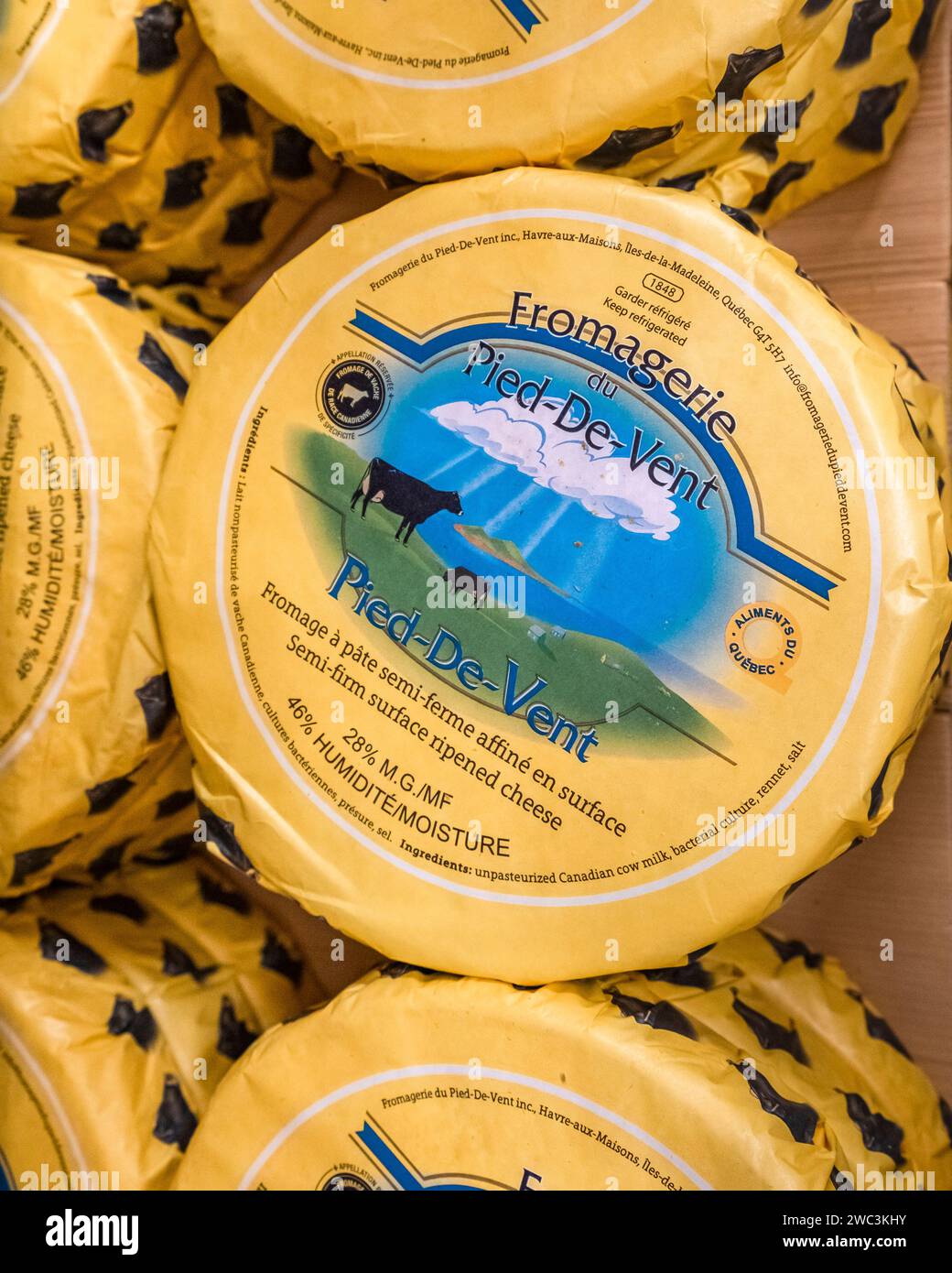 Cheese package, Pied-de-Vent cheese factory, Magdalen Islands, Quebec ...