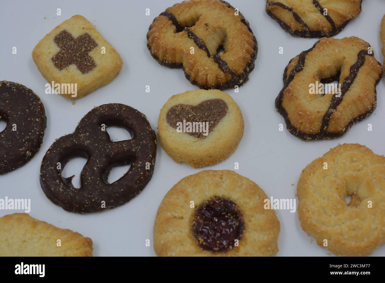 A beautiful, bright assortment of shortbread cookies covered with ...