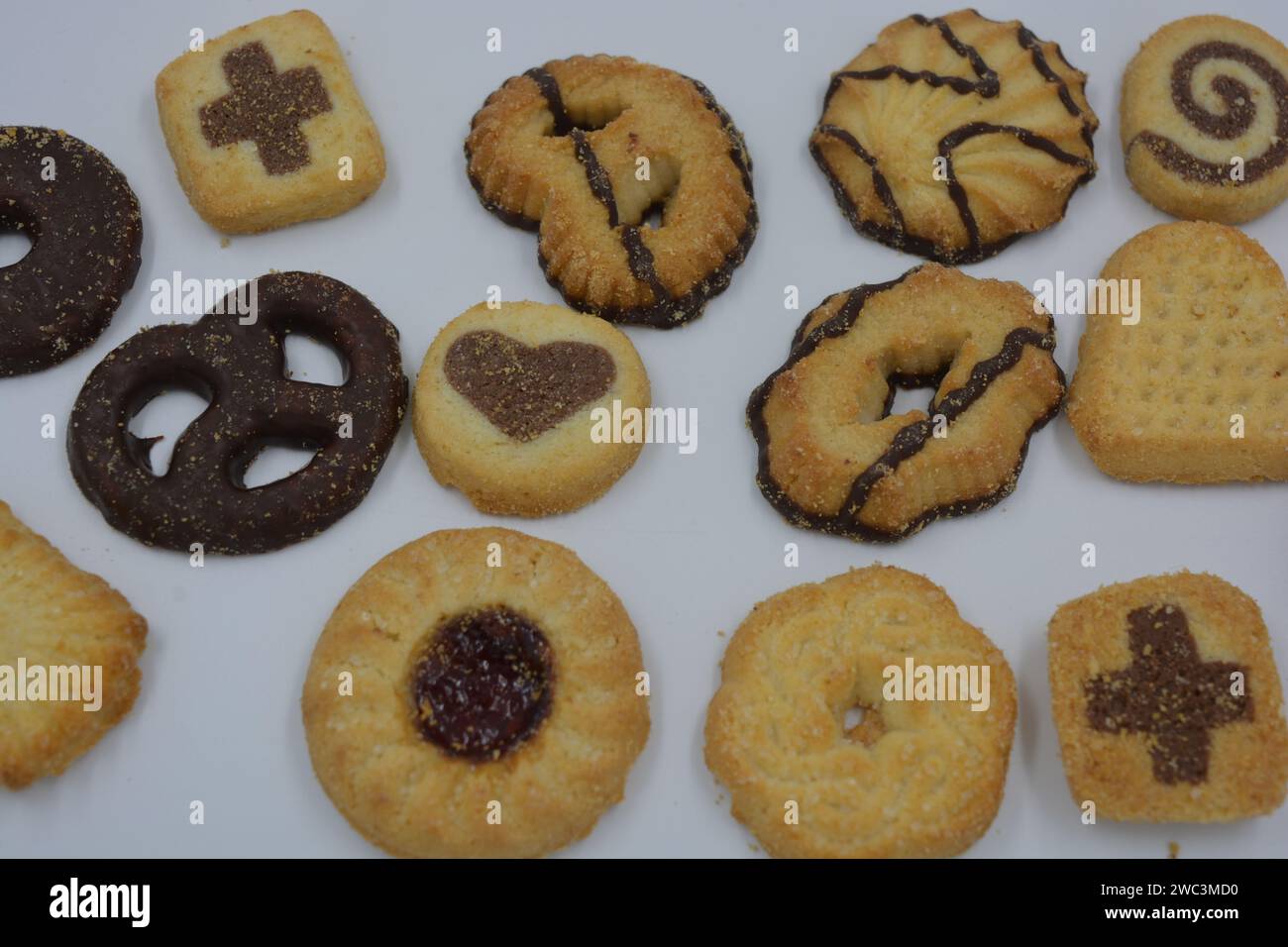 A beautiful, bright assortment of shortbread cookies covered with ...