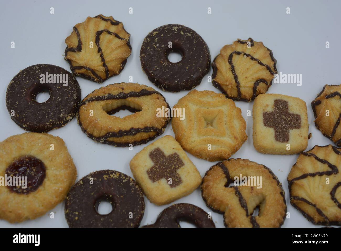 A beautiful, bright assortment of shortbread cookies covered with ...