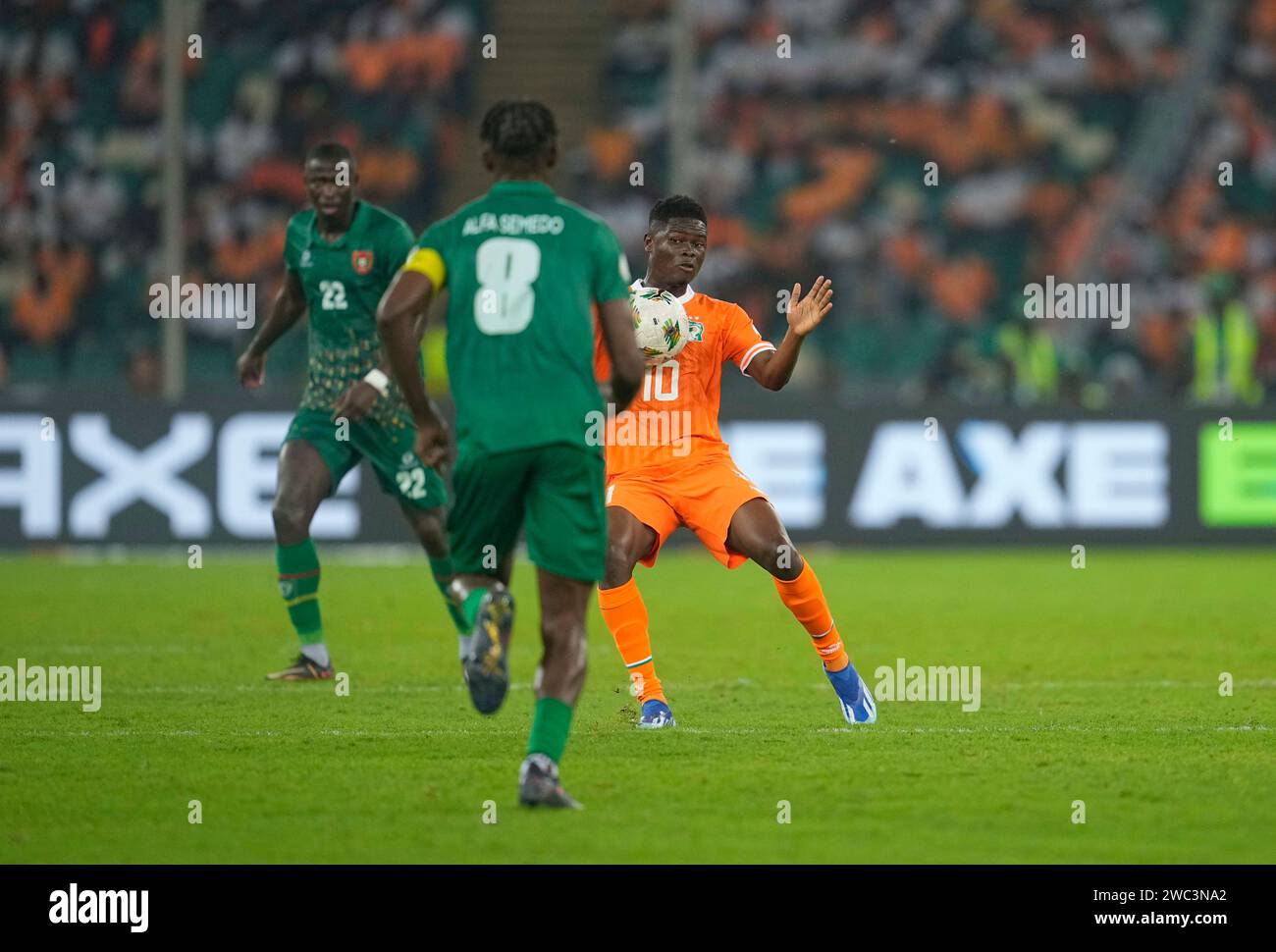 January 13 2024: Karim Konate (Ivory Coast) controls the ball during a ...