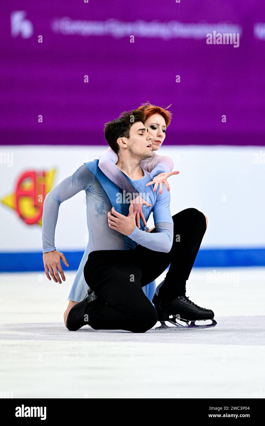 Evgeniia LOPAREVA & Geoffrey BRISSAUD (FRA), during Ice Dance Free Dance, at the ISU European ...
