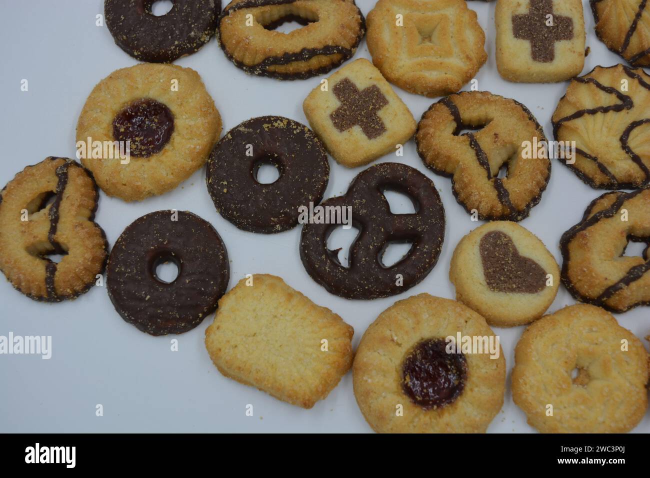 A beautiful, bright assortment of shortbread cookies covered with ...