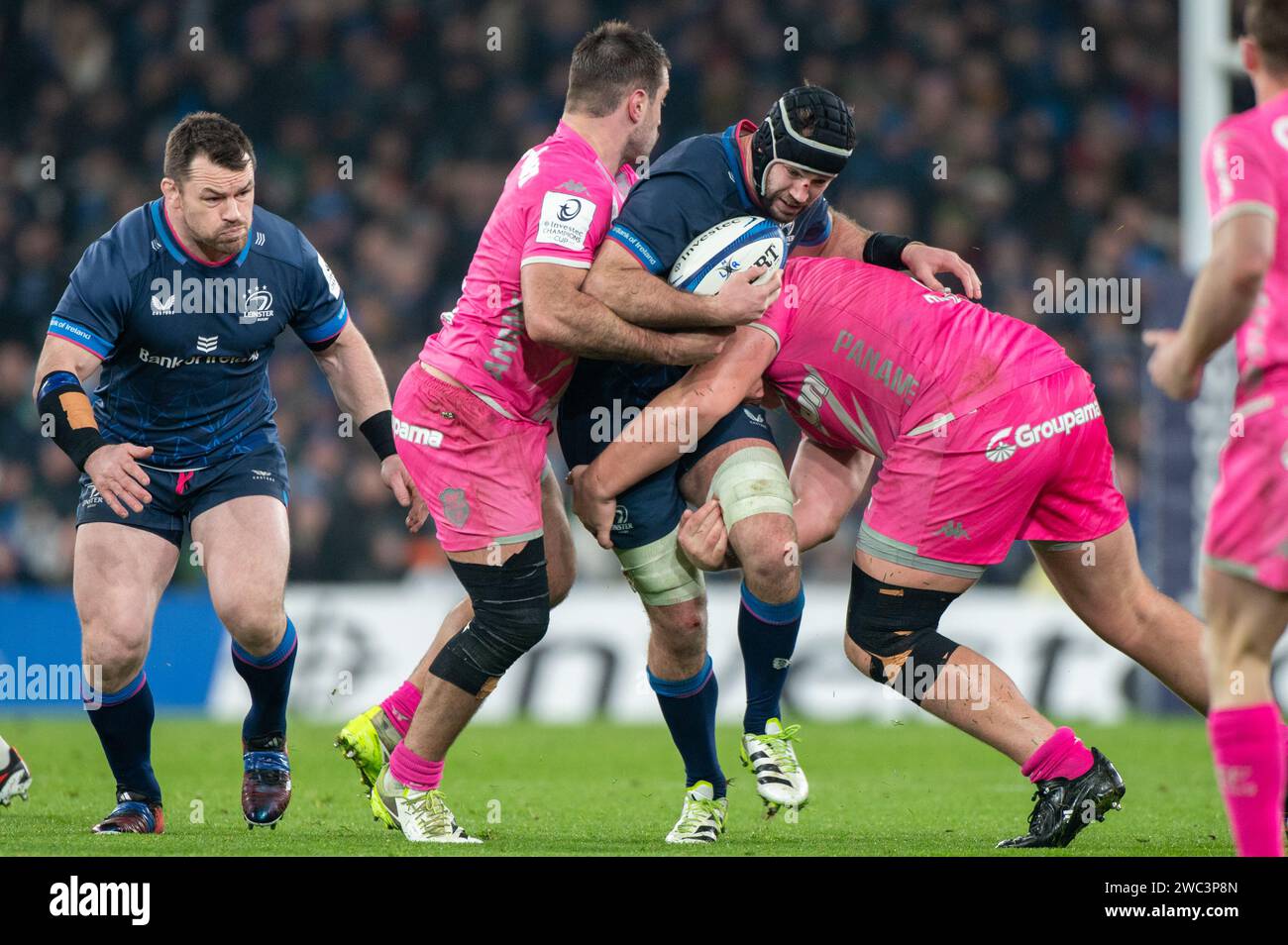 Dublin, Ireland. 13th Jan, 2024. Caelan Doris of Leinster with the ball ...