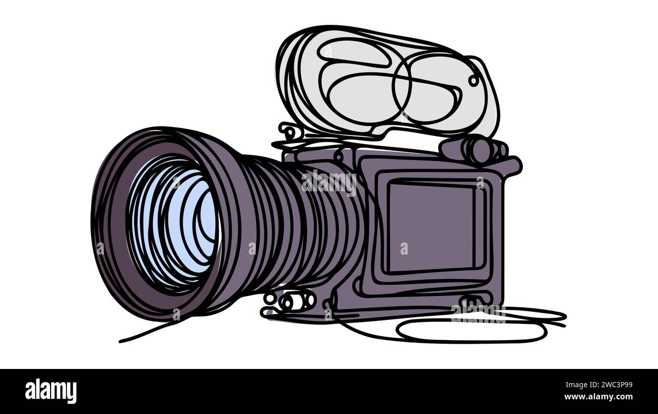 Camera drawing one continuous Cut Out Stock Images & Pictures - Alamy