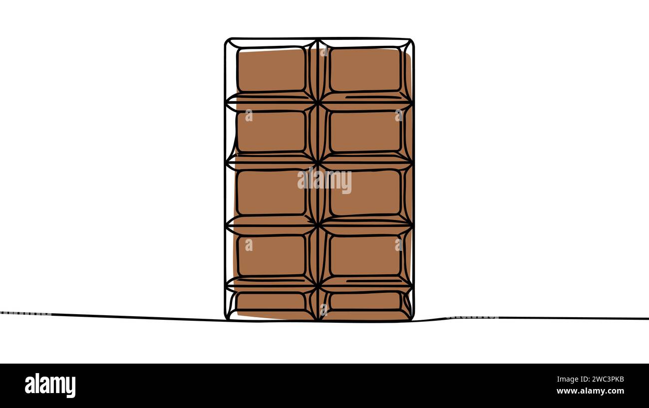 World Chocolate day. Continuous one line drawing of half opened ...