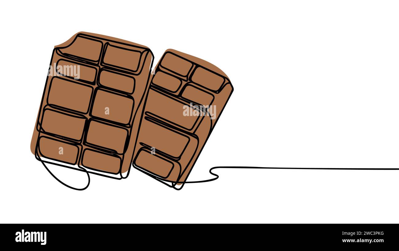 World Chocolate day. Continuous one line drawing of half opened ...