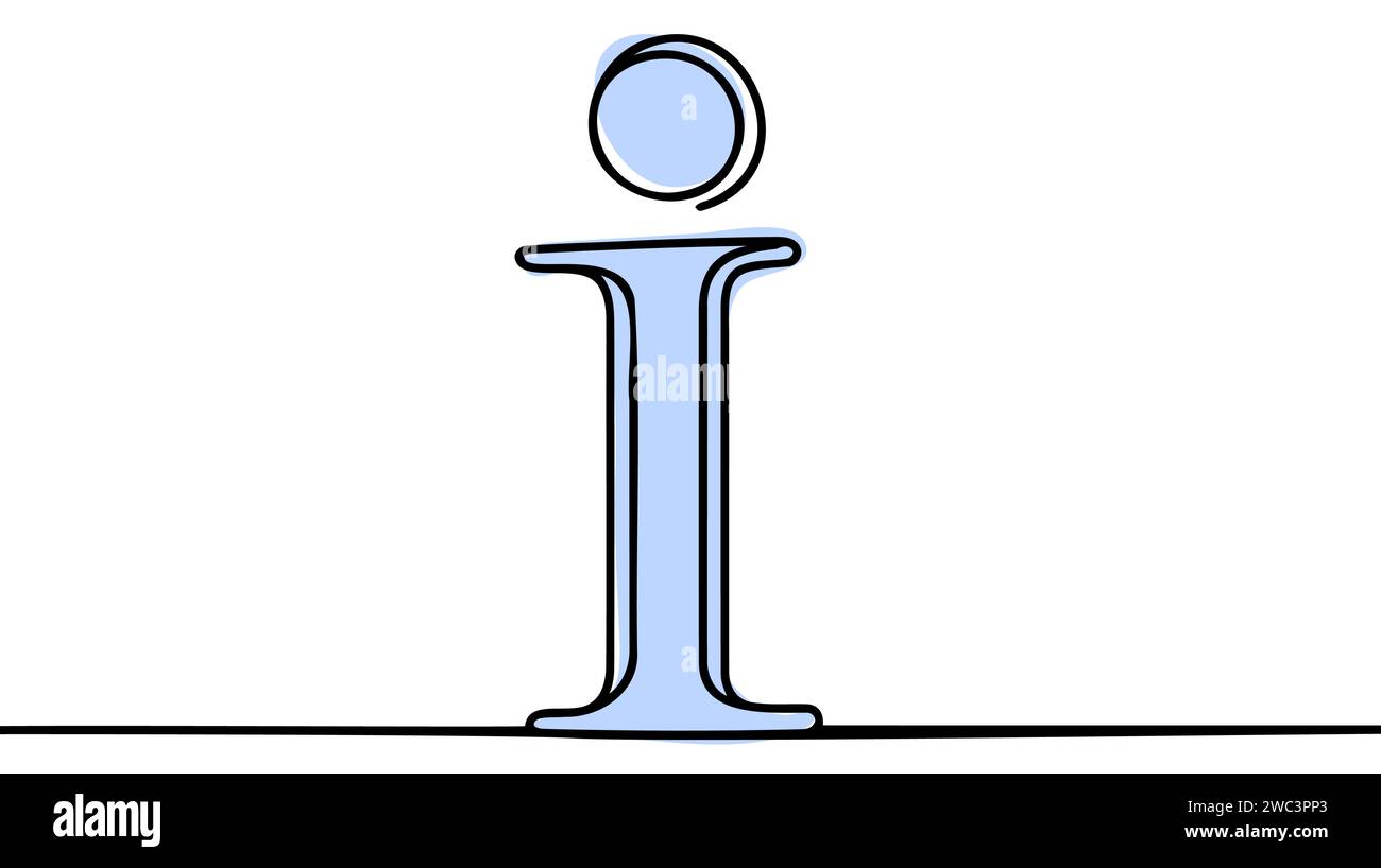 Information symbol one continuous line art. One line tourism assistance ...