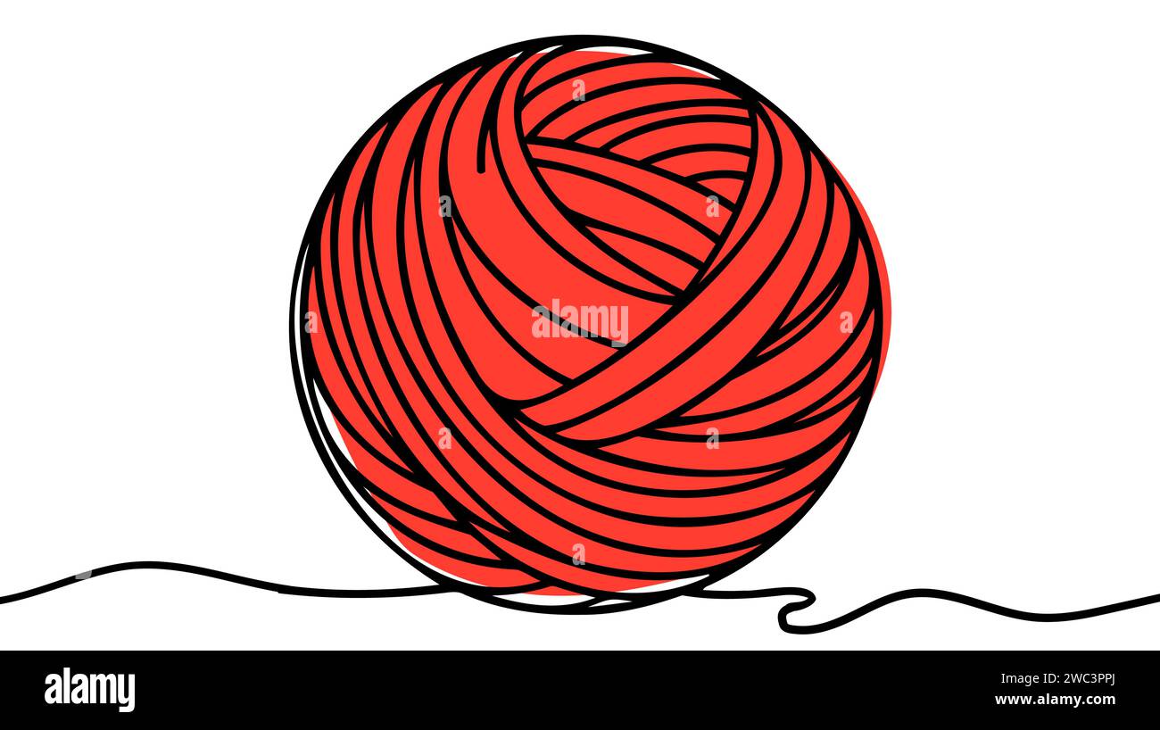 Knitting Day. A continuous line. Vector illustration drawn with a ...