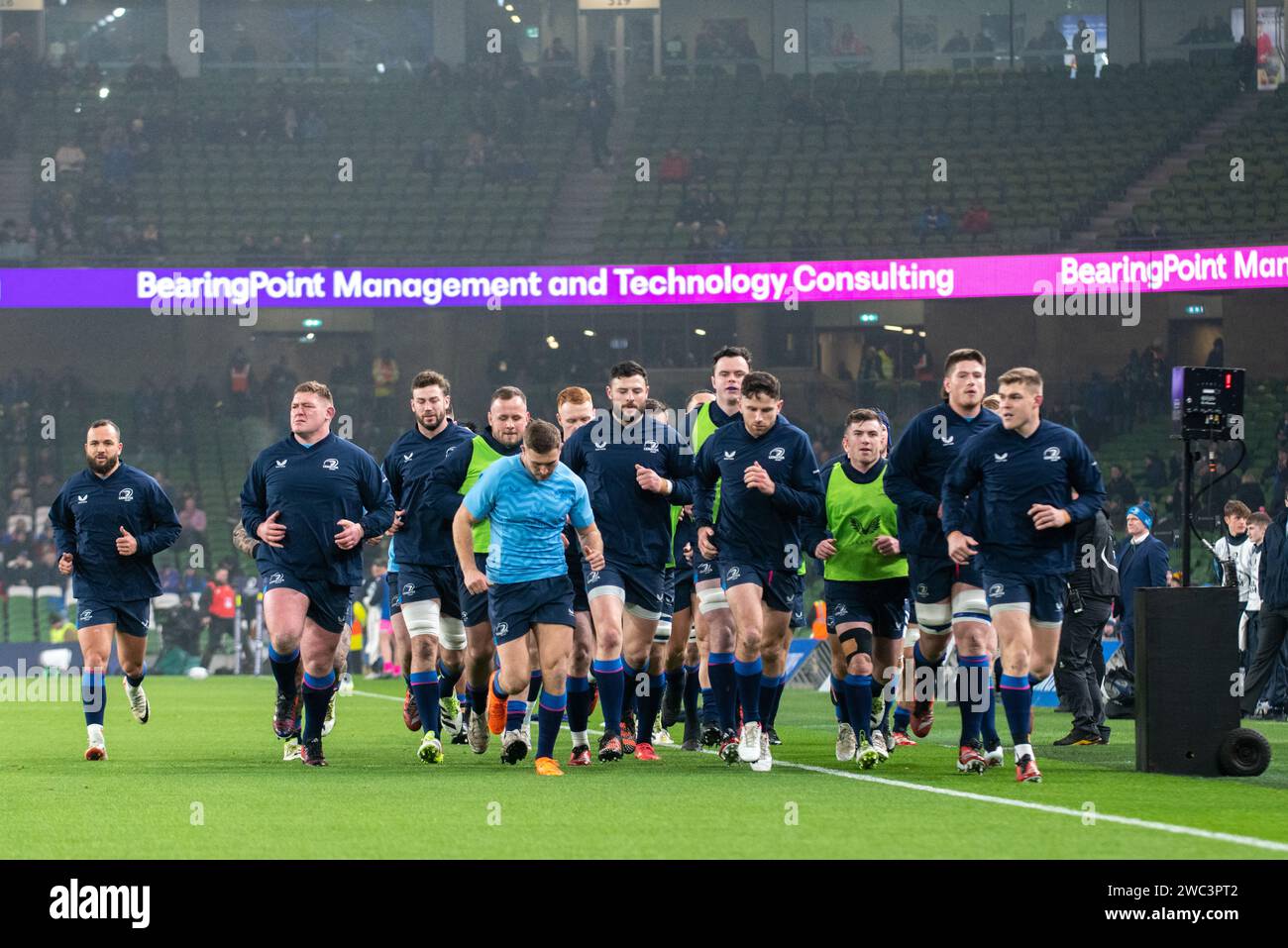 Dublin, Ireland. 13th Jan, 2024. The Leinster team prior the Investec ...