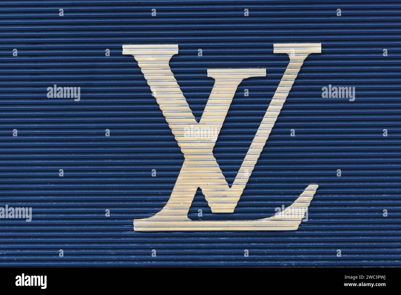 Paris, France-January 10, 2024 : Louis Vuitton sign on facade of shop ...