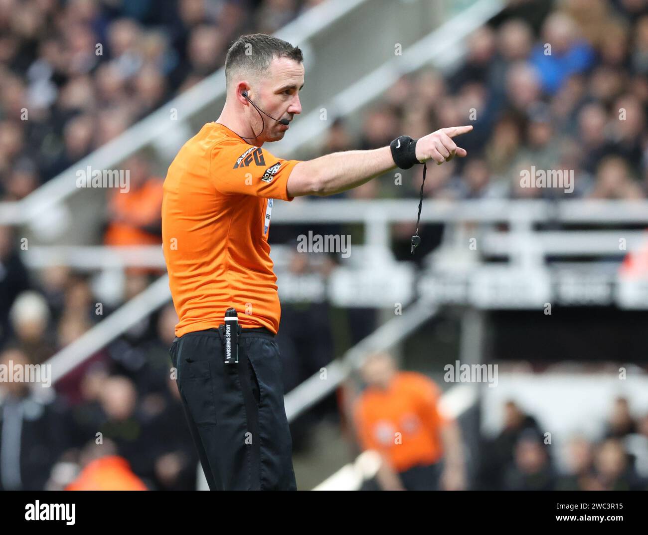 Newcastle Upon Tyne, UK. 13th Jan, 2024. Referee Chris Kavanagh during ...