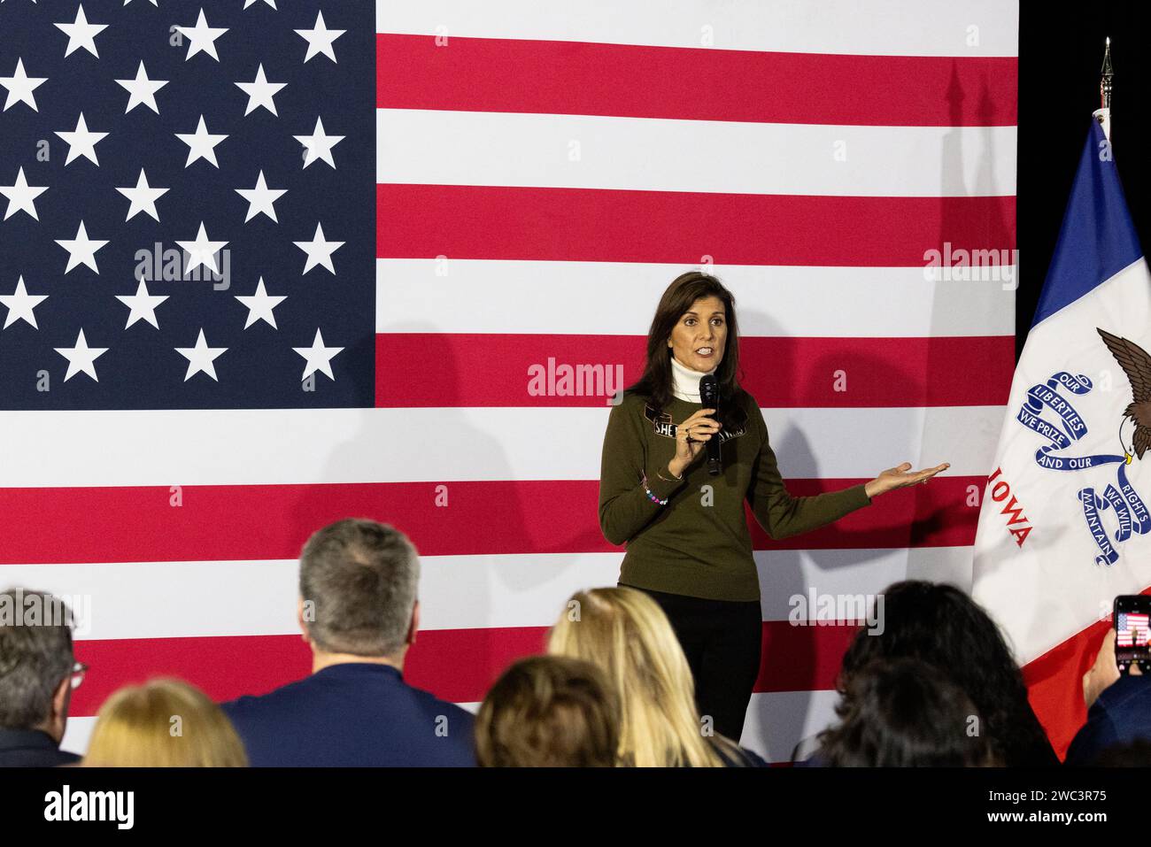 Iowa City, USA. 13th Jan, 2024. Republican presidential candidate Nikki ...