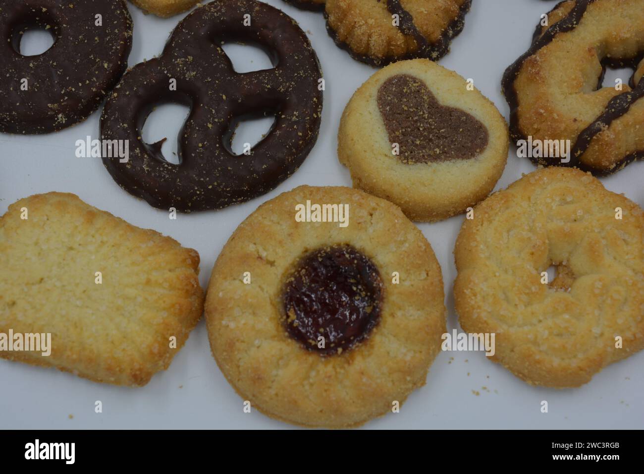 A beautiful, bright assortment of shortbread cookies covered with ...