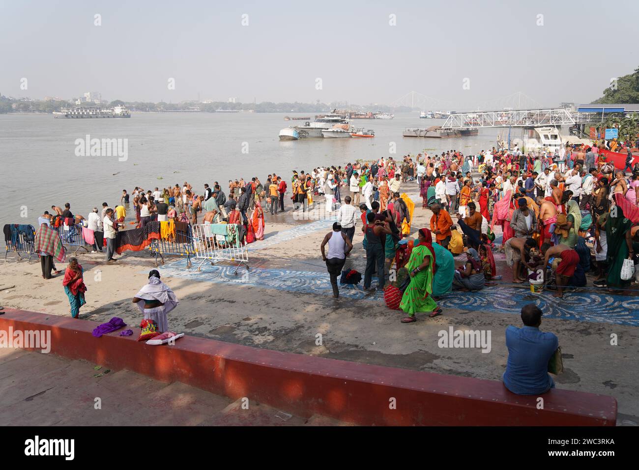 Devotees eagerly make their way to Sagar Island, located 117 km from ...