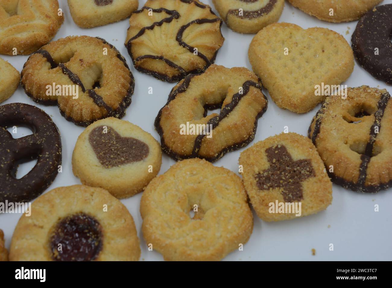 A beautiful, bright assortment of shortbread cookies covered with ...