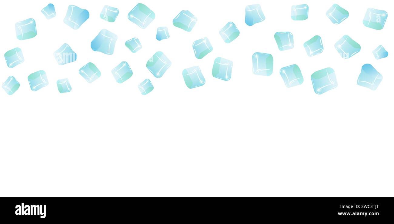 Transparent glass cube shapes in realistic style. Ice cubes. Design of food packaging and ...