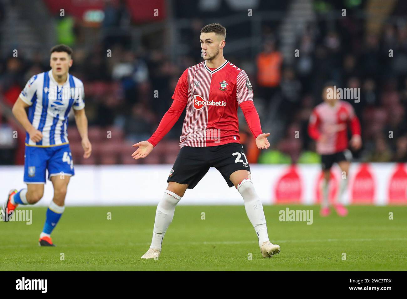 Southampton, UK. 13th Jan, 2024. Southampton defender Taylor Harwood ...